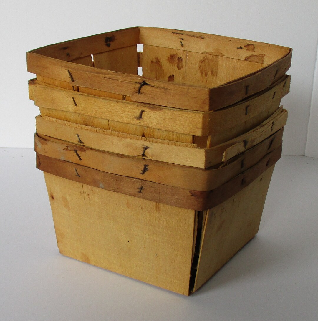 Vintage Wood Strawberry, Berry Boxes, Set of 5, Quart Size, Strawberry ...