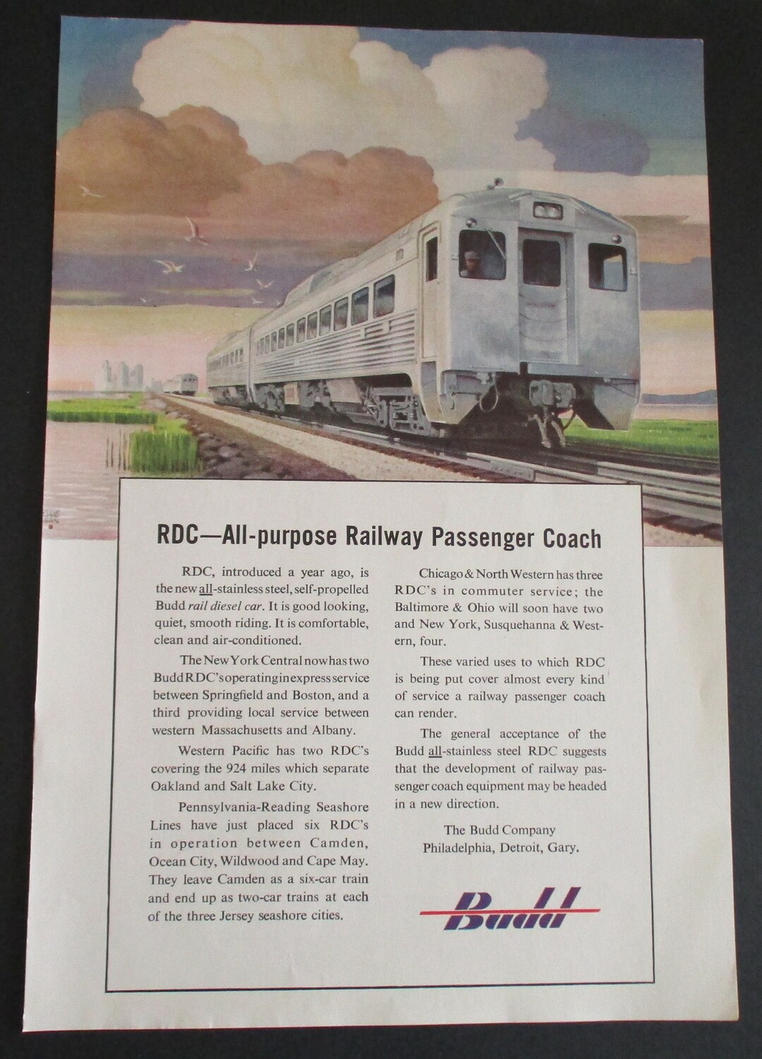 1950 Budd Passenger Train System Original Vintage Print Ad - Etsy