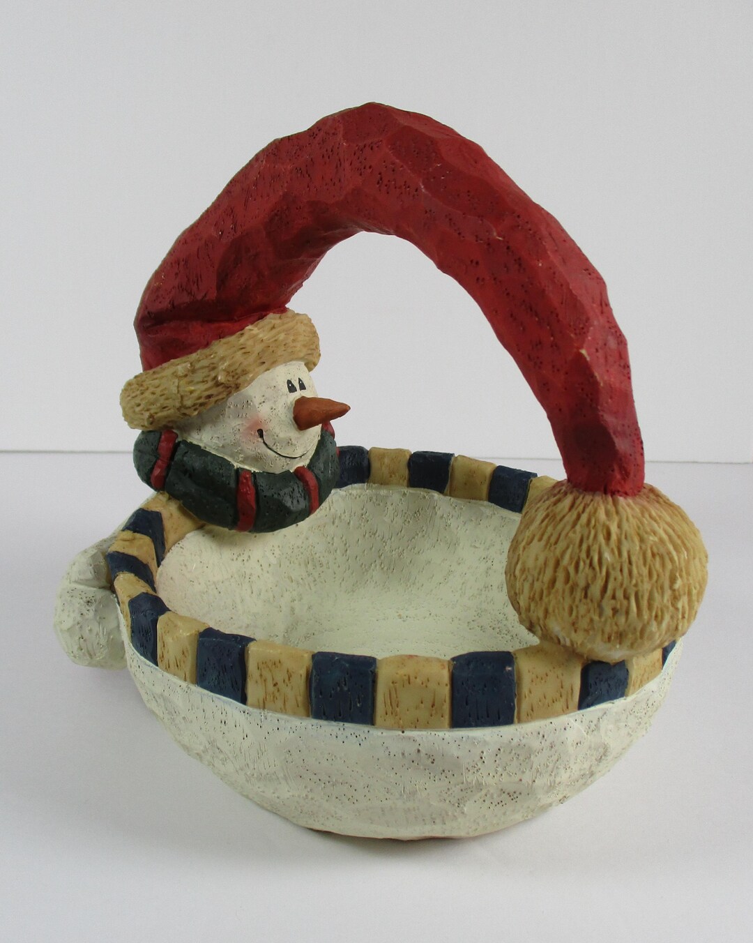 Vintage, Heavy Resin, Snowman, Stocking Hat Handle, Basket Like, Candy ...