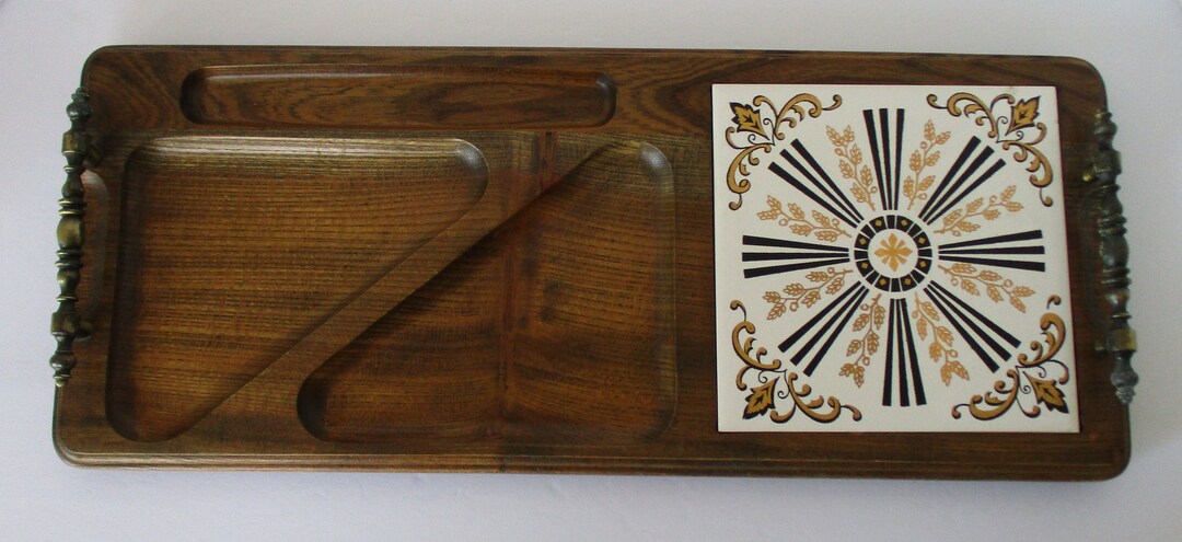 Vintage Mid Century Modern Wood Cheese Tray With Ceramic Tile - Etsy