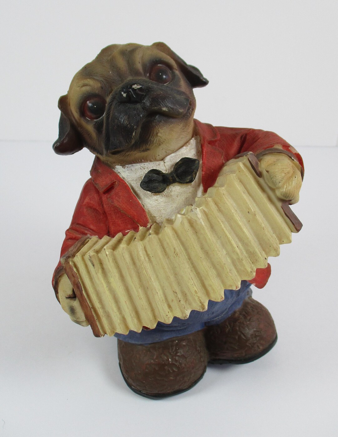 Vintage Pug Dog Figurine, Accordion Player, Unique Decor - Etsy