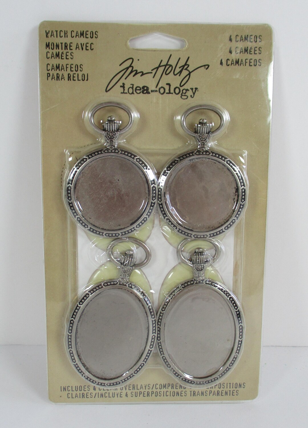 Tim Holtz, Idea-ology, Pocket Watch Cameos, Set of 4, Clear Overlays ...