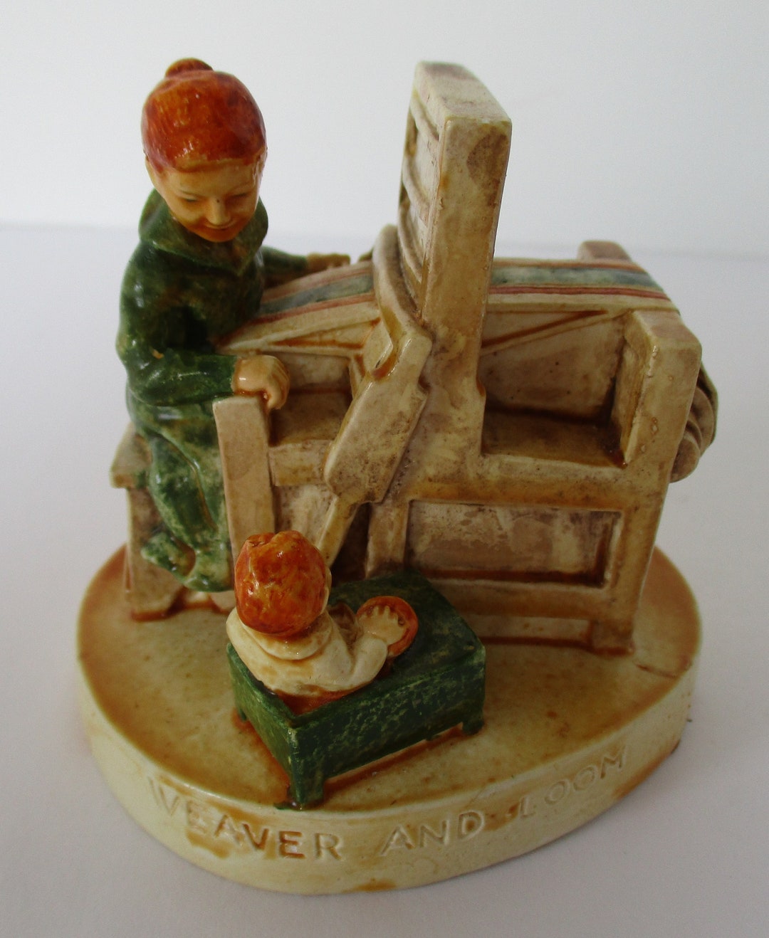 1951 Weaver and Loom Sebastian Miniature Vintage Figurine, Lady, Loom ...