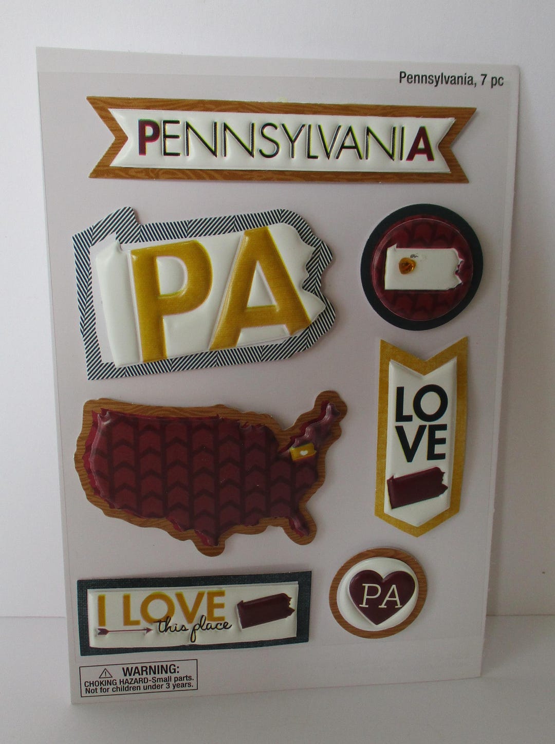 Pennsylvania State Stickers, Scrapbooking Embellishments, Set of 7 - Etsy