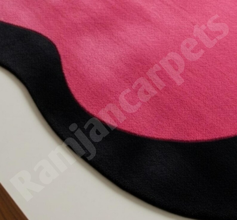 Abstract Pink & Black Wool Rug: Modern High Pile Accent Rug - Etsy