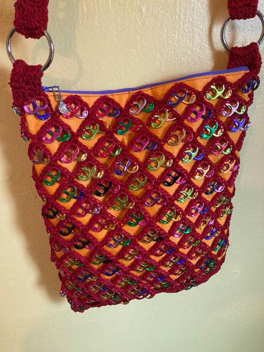 Recycled Pop Tab Crochet Shoulder Bag//tote Bag//purse | Recycled Pop ...