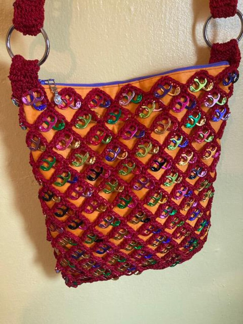 Recycled Pop Tab Crochet Shoulder Bag//tote Bag//purse | Recycled Pop ...