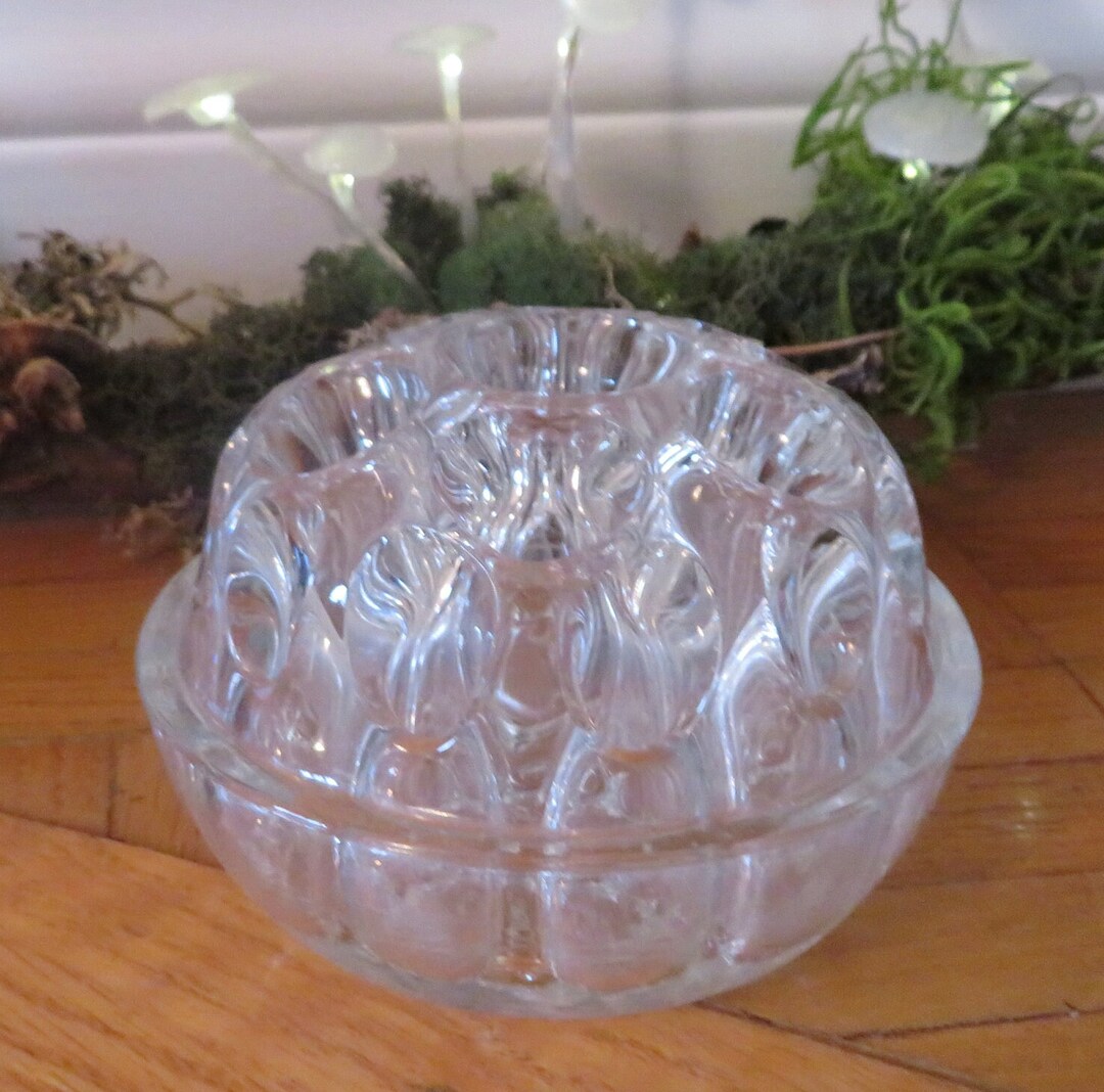 French Vintage Glass Flower Frog, 19 Holes, 1930's Flower Frog Flower ...
