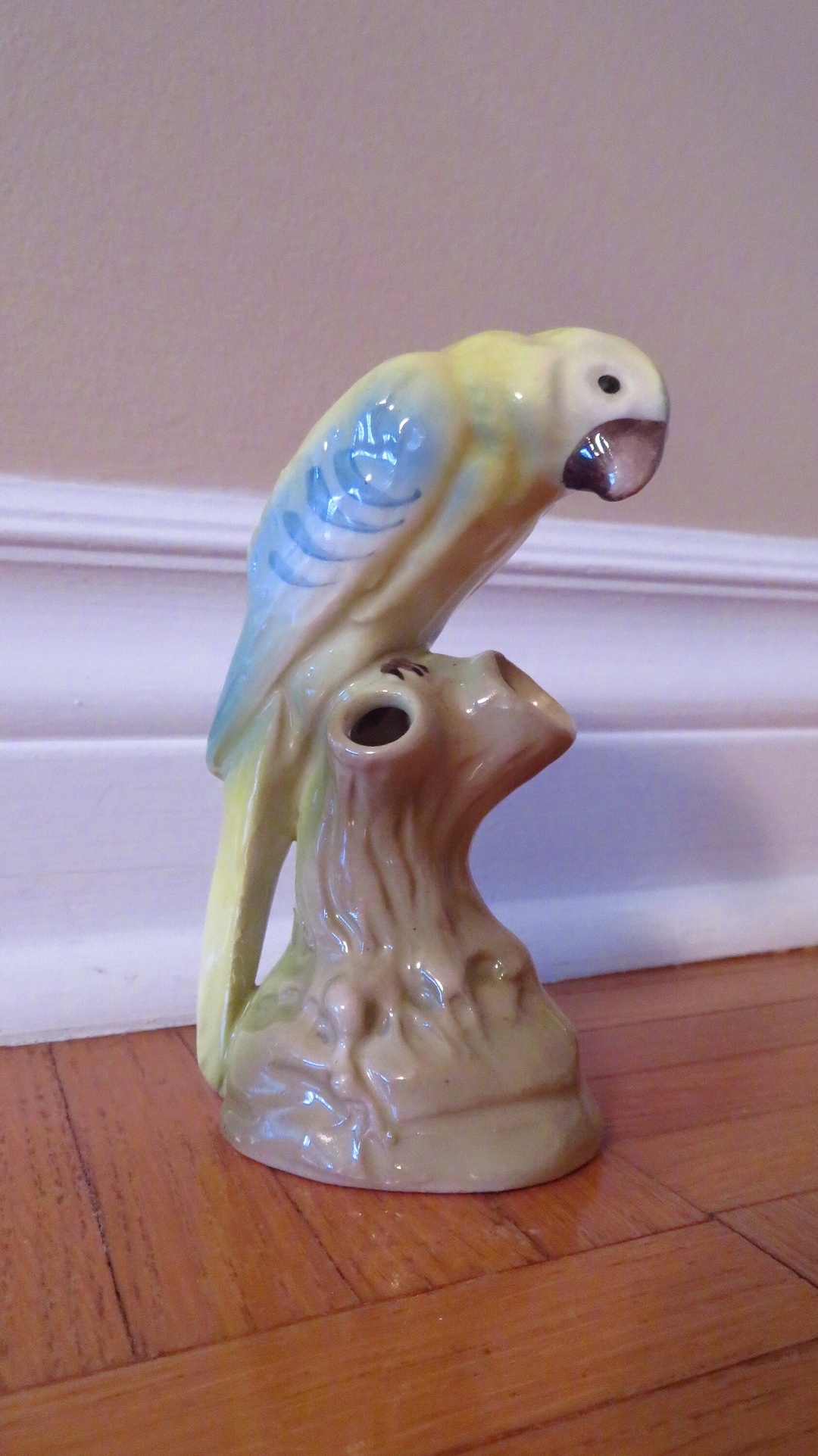 Vintage Mark Czech Pottery Colorful Parakeet or Parrot Bird Spill Vase ...