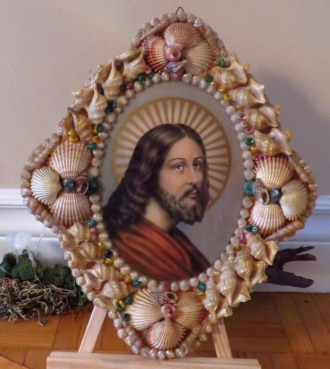 Religious Shell Art Diorama Frame/jesus/italian/catholic Shrine ...