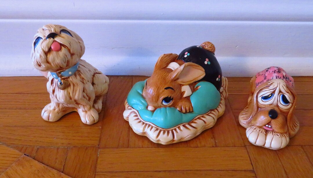 3 Vintage Pendelfin Studios Figurines Pooch Doggie ,tammy, Dodger ...