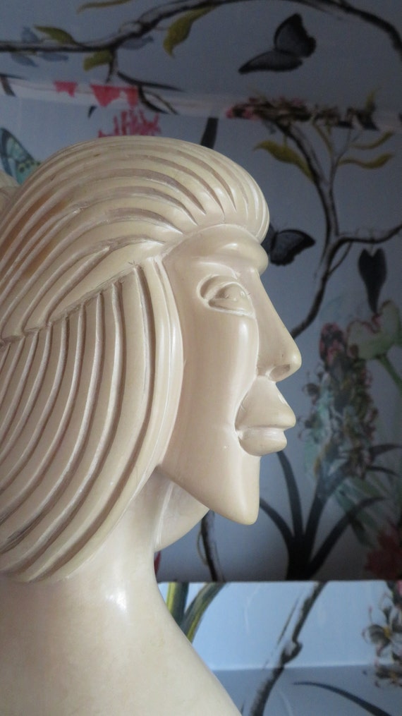 Vintage Hand Carved Stone Woman Face Rare Very Heavy - Etsy