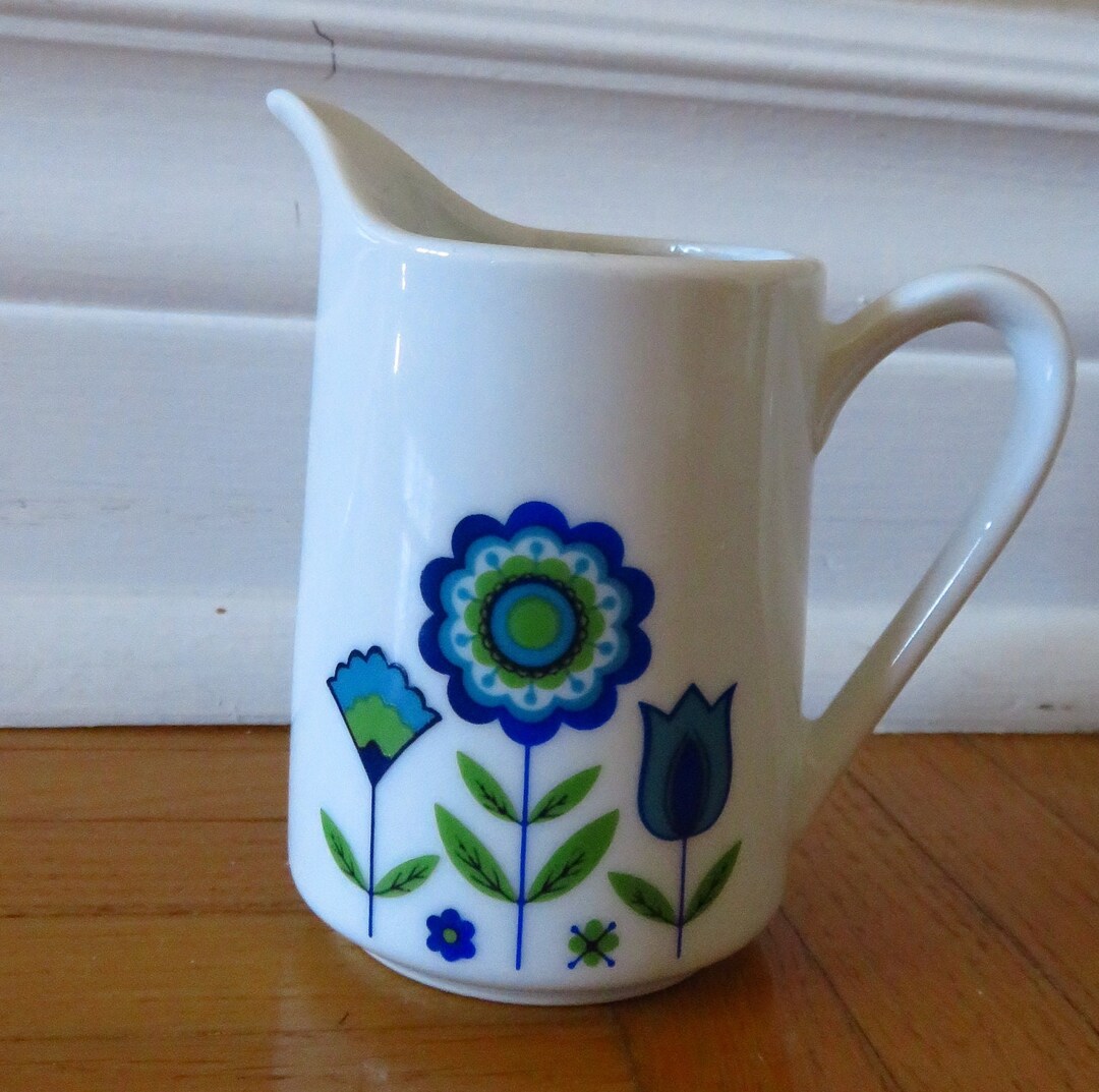 VTG Japan Cute Creamer With Blue and Green Flowers Pattern - Etsy