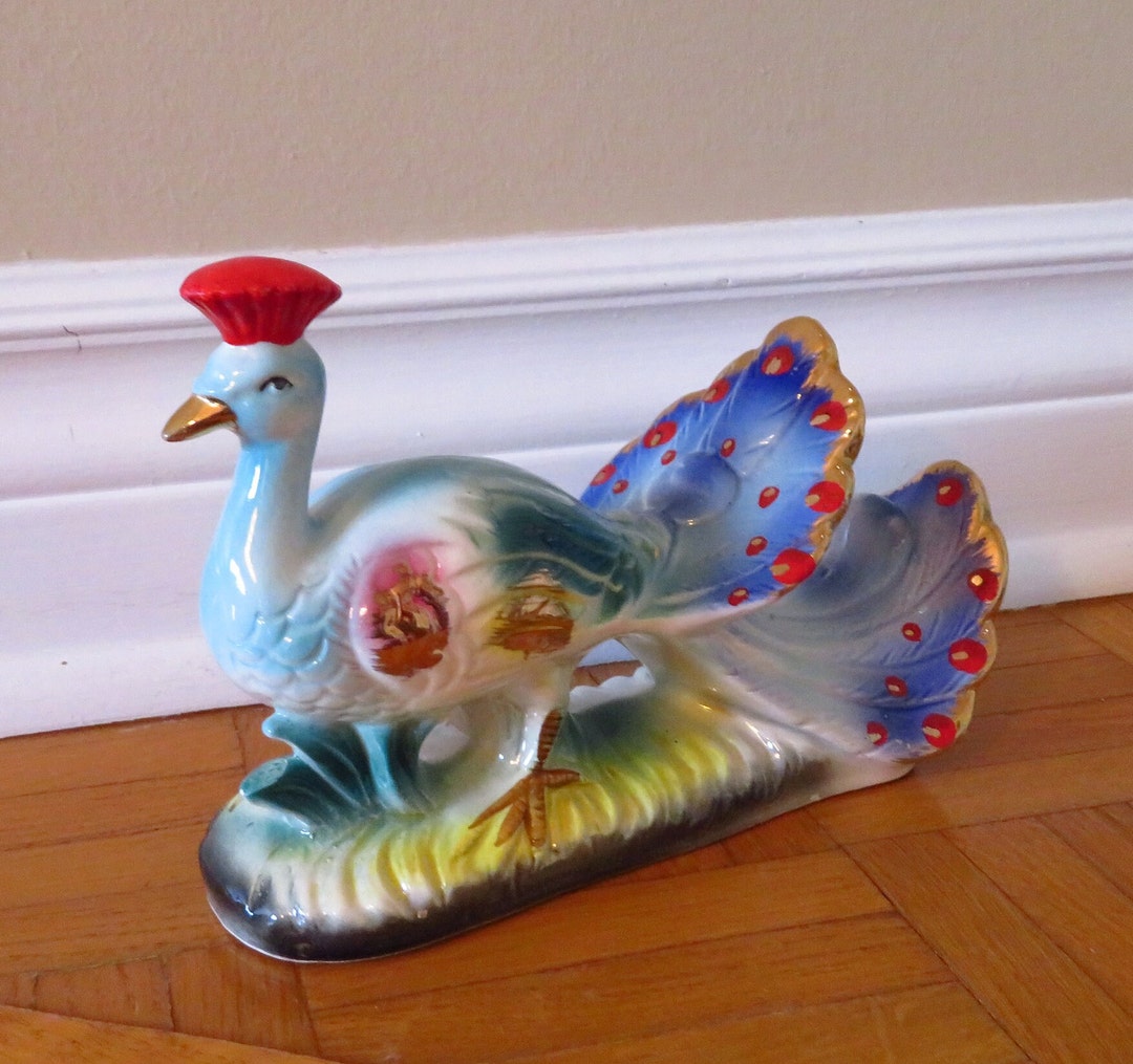 VTG Mid Century Large Ceramic Peacock Figurine, Table Centerpiece ...