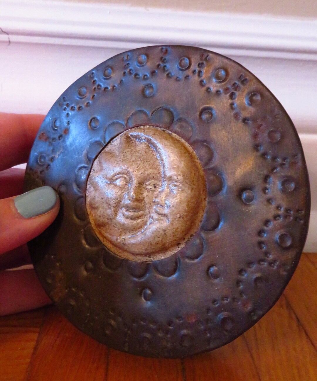 Vintage Metal Sun and Moon Trinket Box, Made in Mexico, Love Spell Box ...