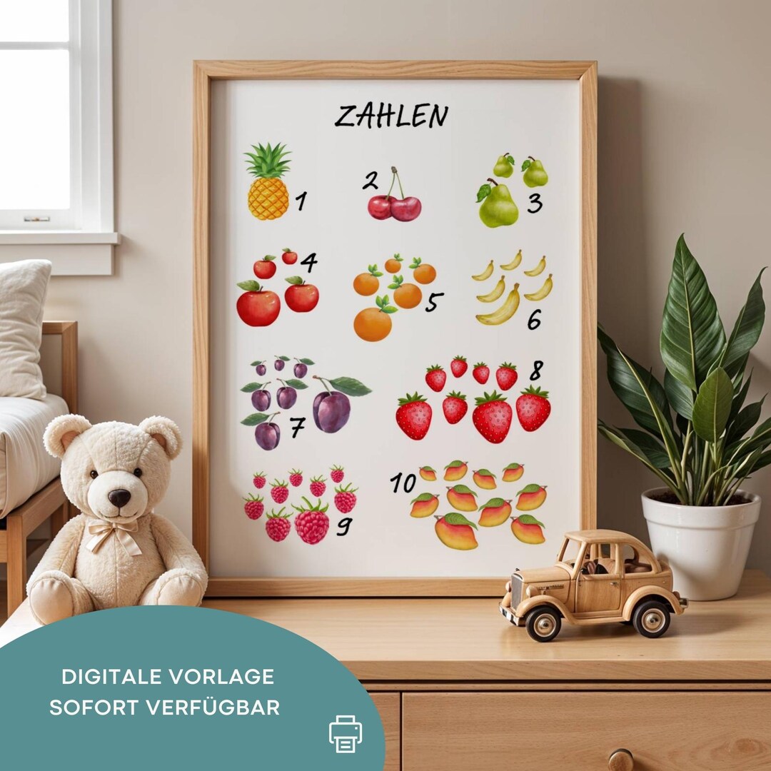 Learning Numbers 1–10 Fruits | Digital Learning Template for Children ...