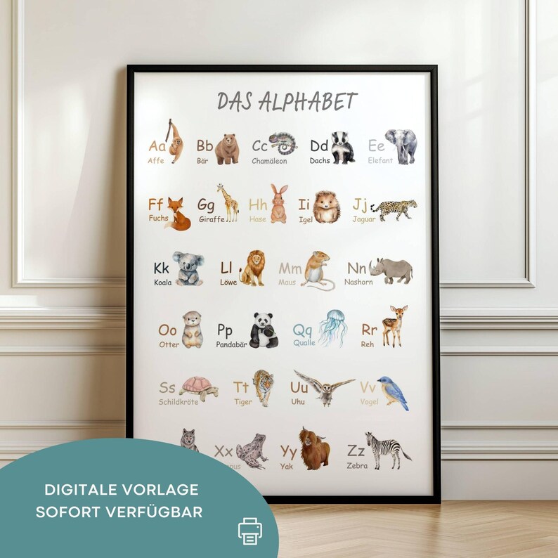 ABC Animal Poster | Alphabet Learning Poster for Children | Digital ...