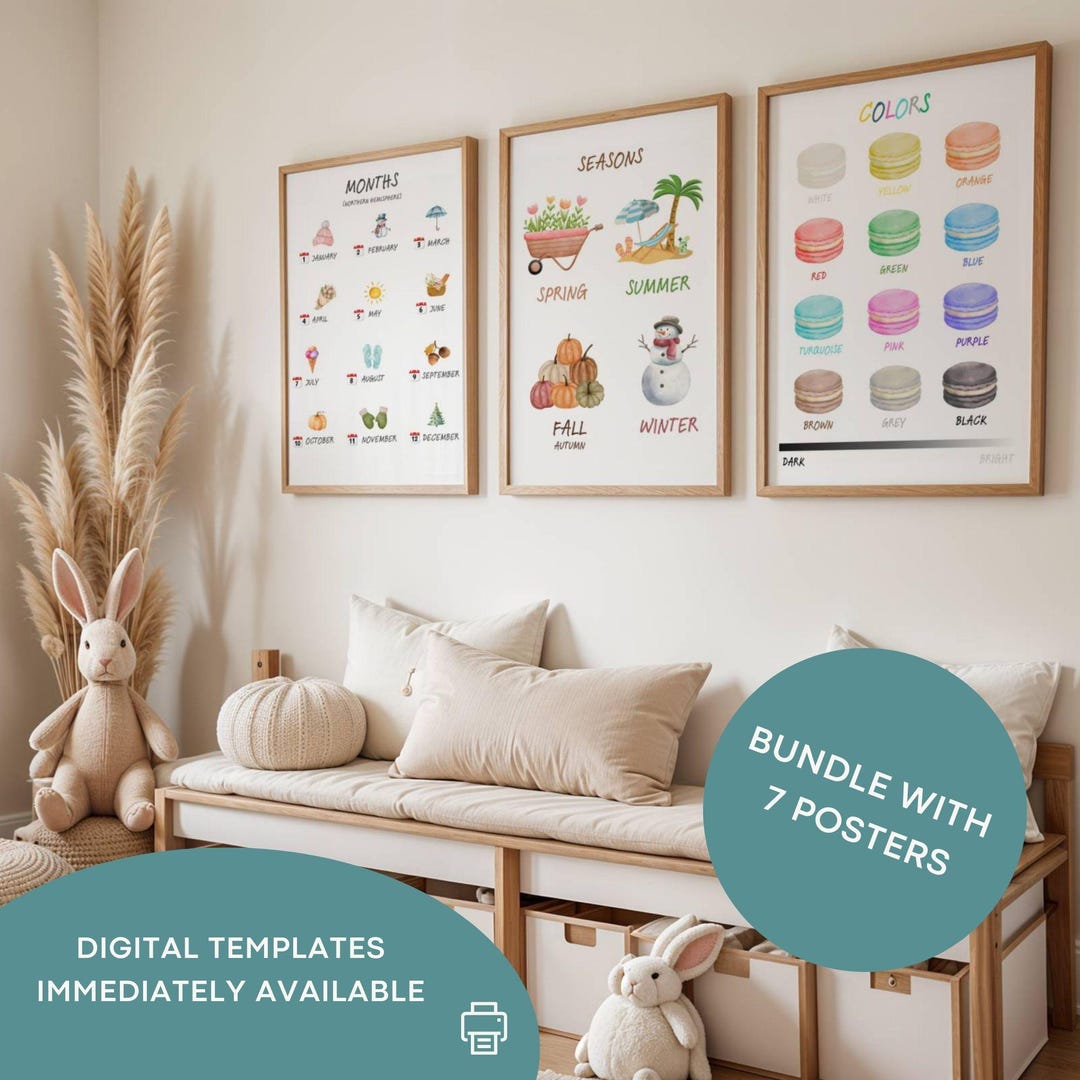 Bundle Kids Learning Posters | 7 Posters | Numbers | Seasons | Weather ...