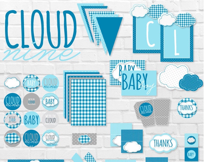 Cloud Nine Boy Baby Shower PRINTABLE Full Collection by Love - Etsy
