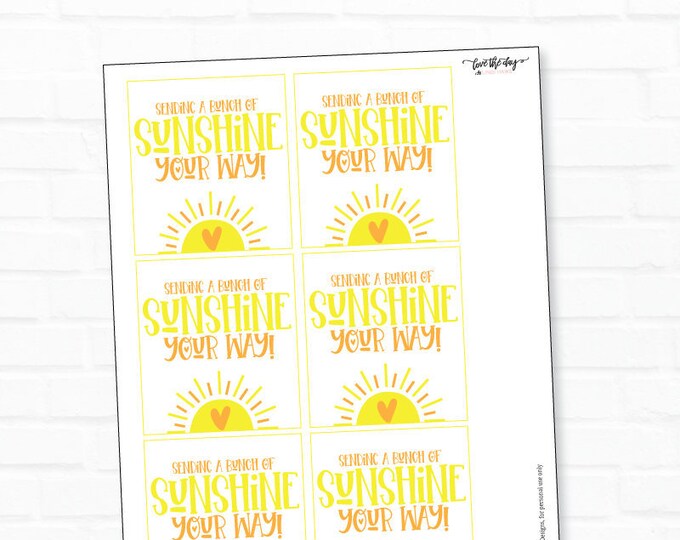 Sunshine Box Tags PRINTABLE instant Download by Lindi Haws of Love the ...