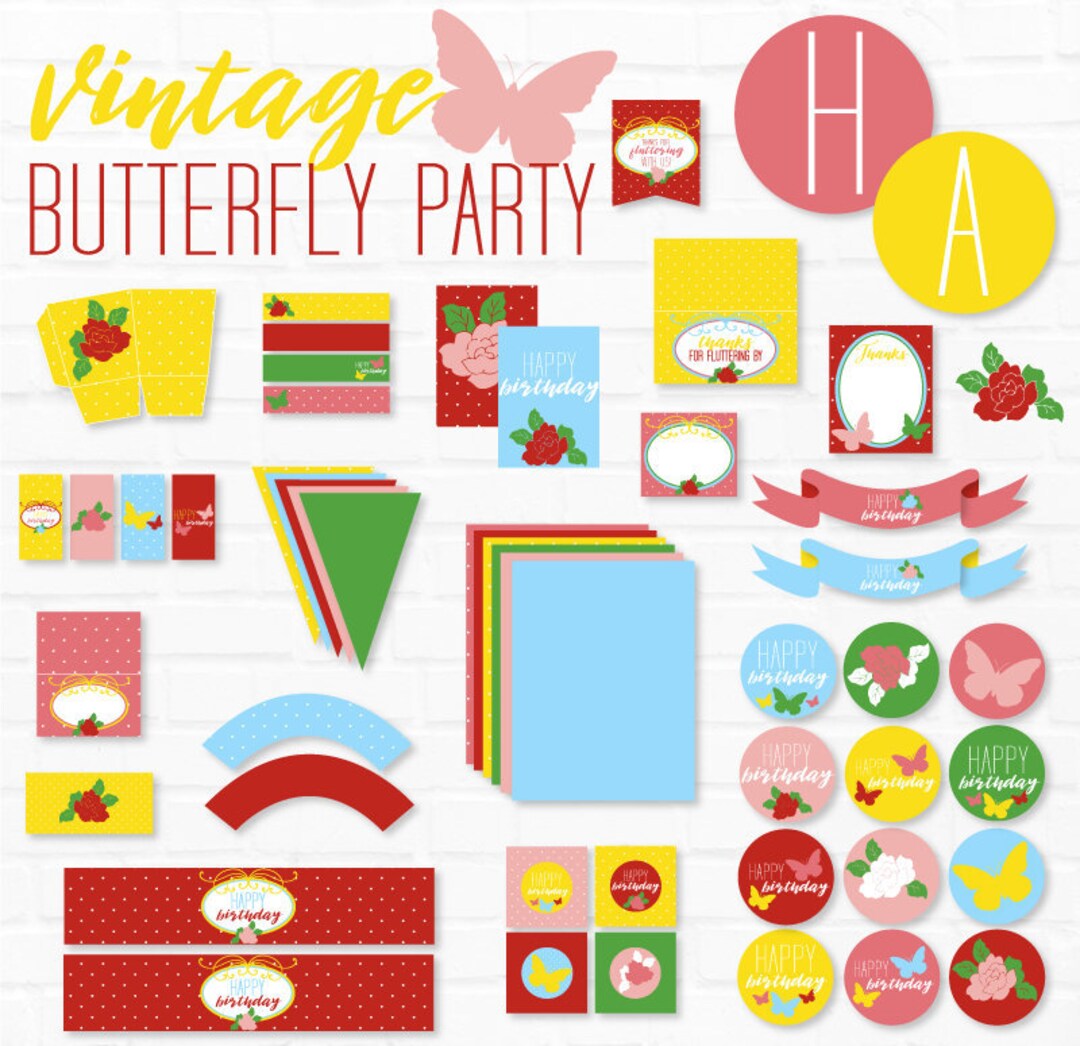 Bright Butterfly Party PRINTABLE (INSTANT DOWNLOAD) From Love the Day ...
