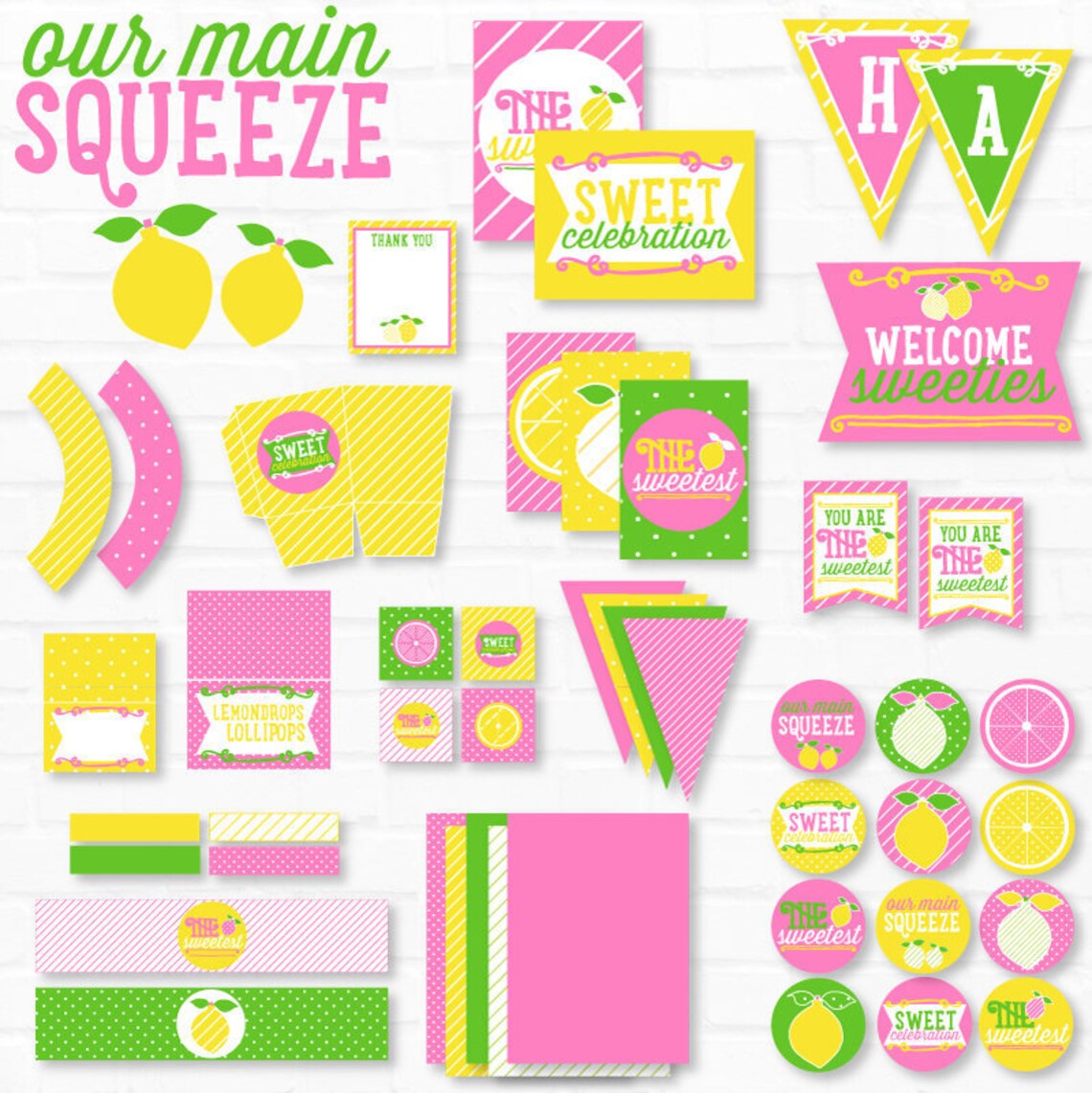 Pink Lemonade PRINTABLE Party INSTANT DOWNLOAD by Lindi Haws - Etsy