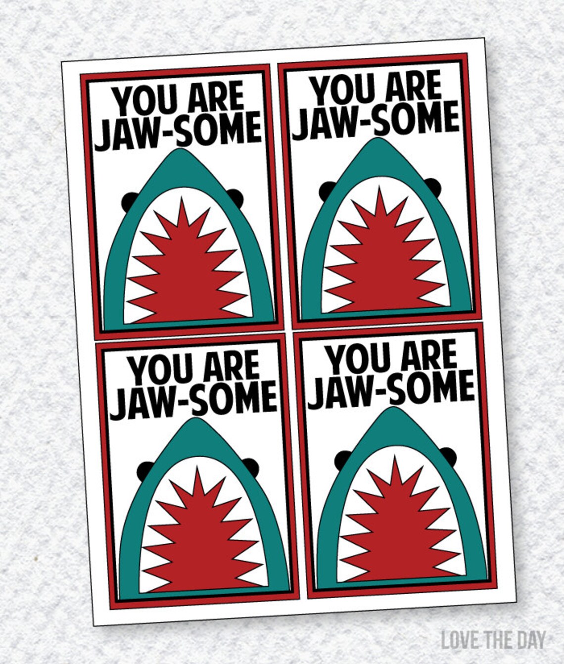 You Are JAWSOME Valentine Printable INSTANT DOWNLOAD | Etsy