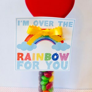Valentine PRINTABLE Tag 'i'm Over the Rainbow for You' Valentine Tag ...