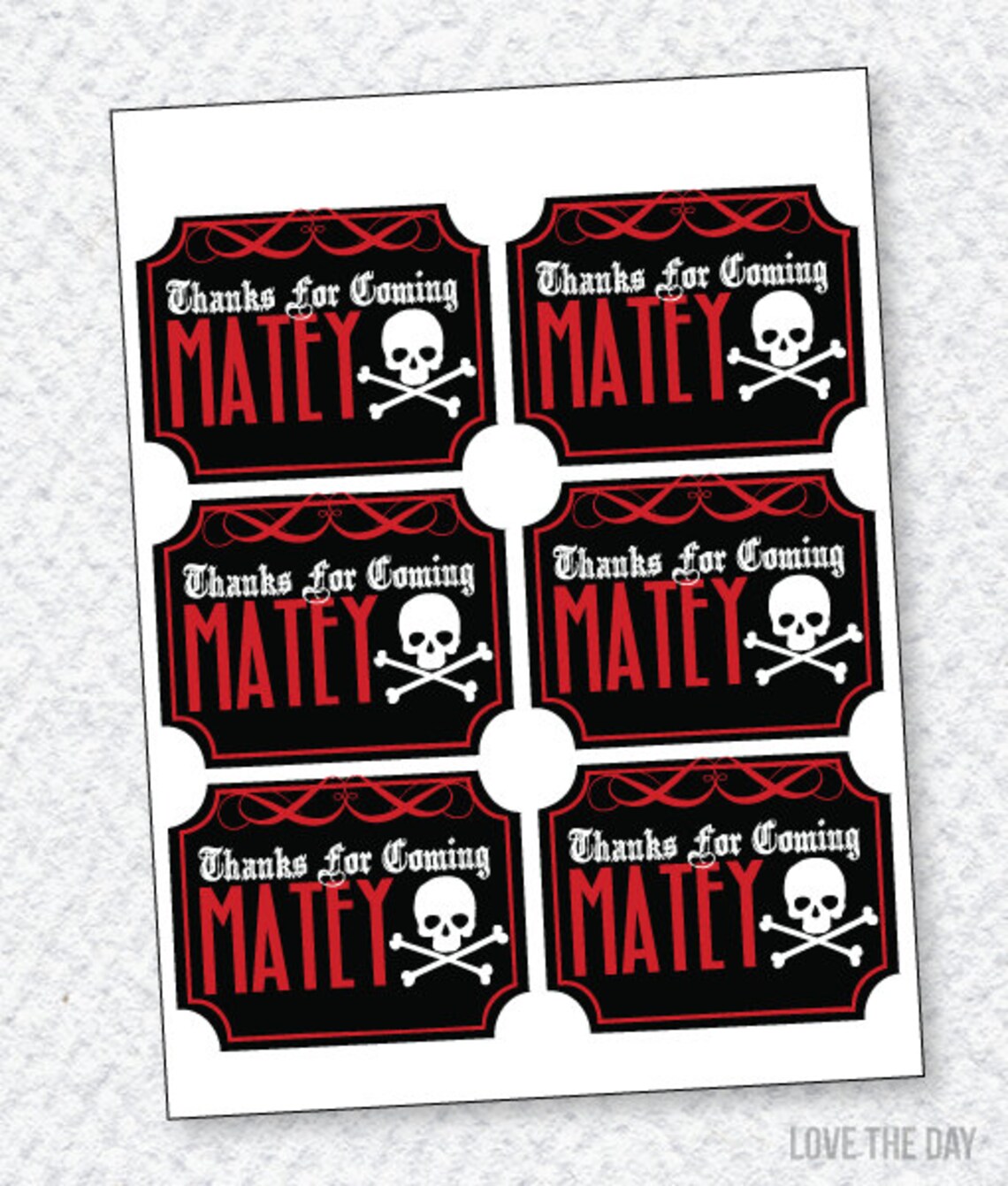 Pirate Party PRINTABLE Favor Tags INSTANT DOWNLOAD From Love - Etsy