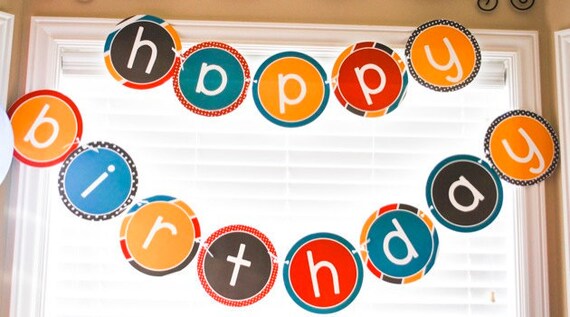 Robot Party PRINTABLE Happy Birthday Banner (INSTANT DOWNLOAD) from ...