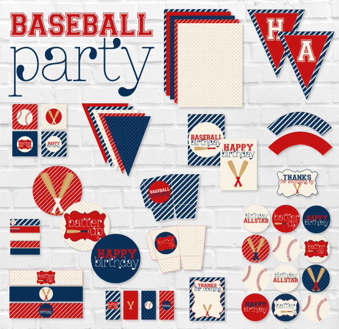 Baseball Party PRINTABLE Instant Download Birthday by Love the - Etsy