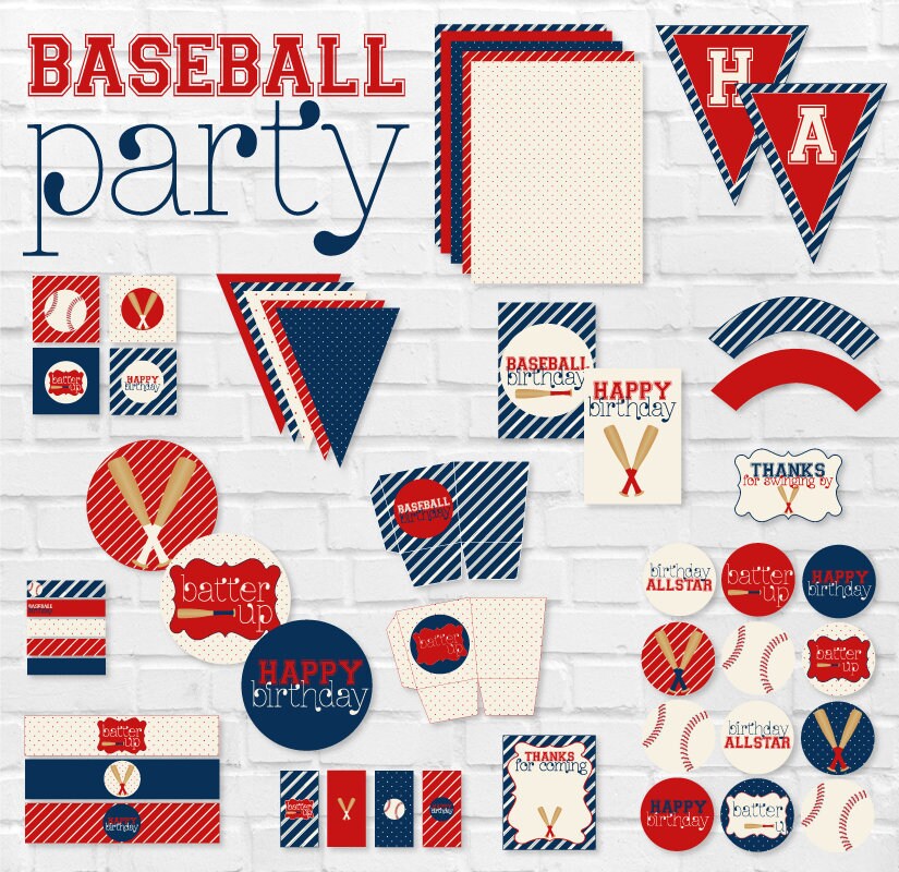 Baseball Party PRINTABLE Instant Download Birthday by Love The | Etsy