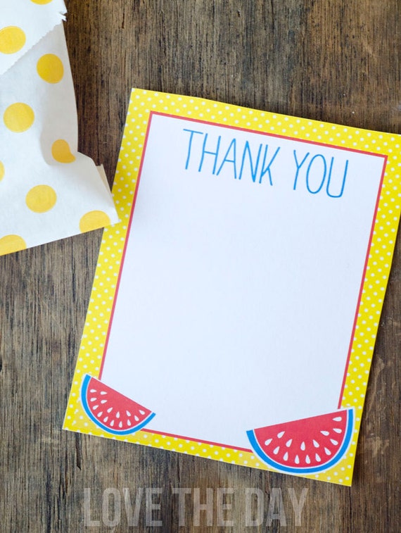 Summer Picnic party PRINTABLE Thank You Cards (INSTANT DOWNLOAD) by ...