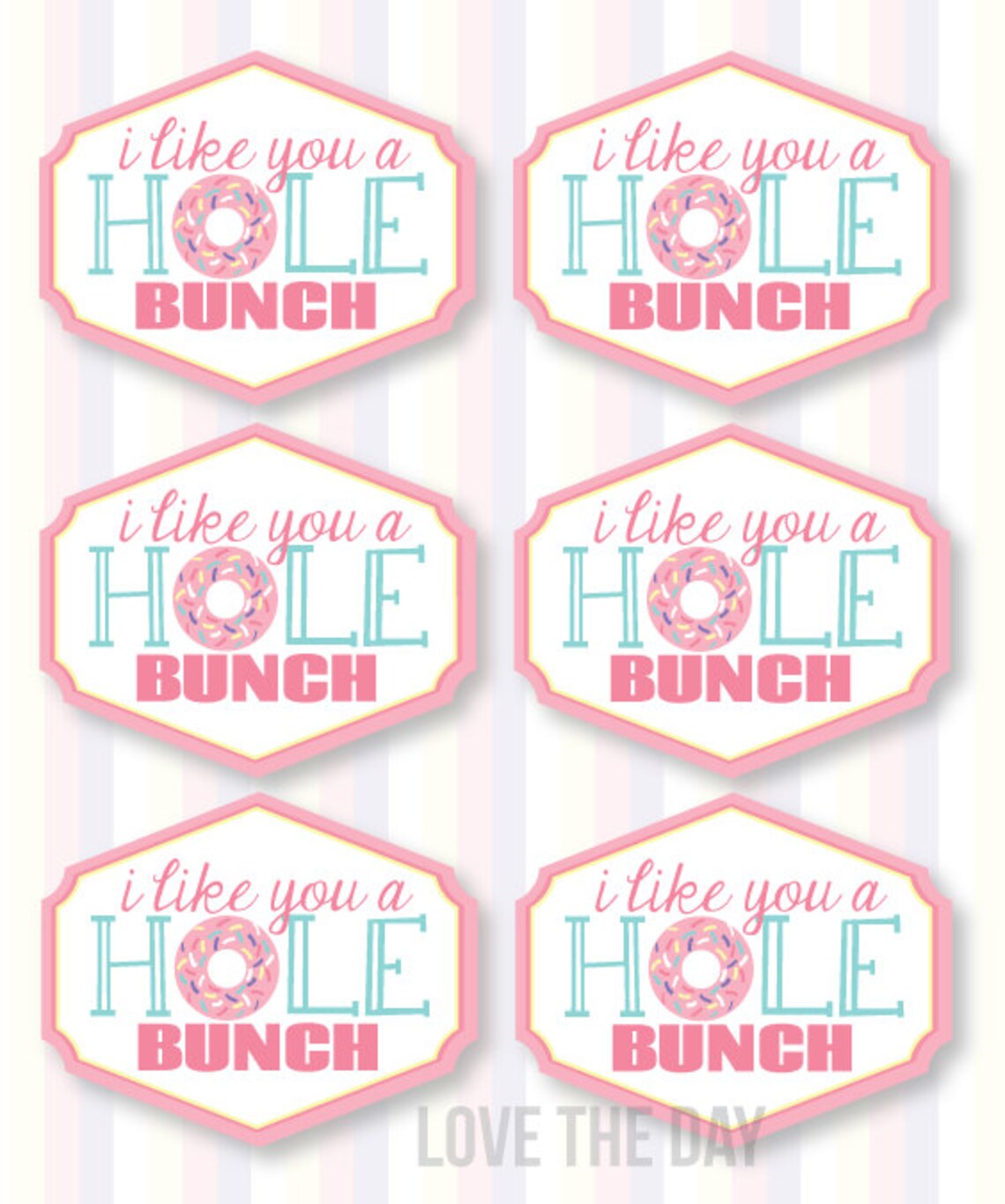 Valentine PRINTABLE Tag 'I Like You A HOLE Bunch' by - Etsy