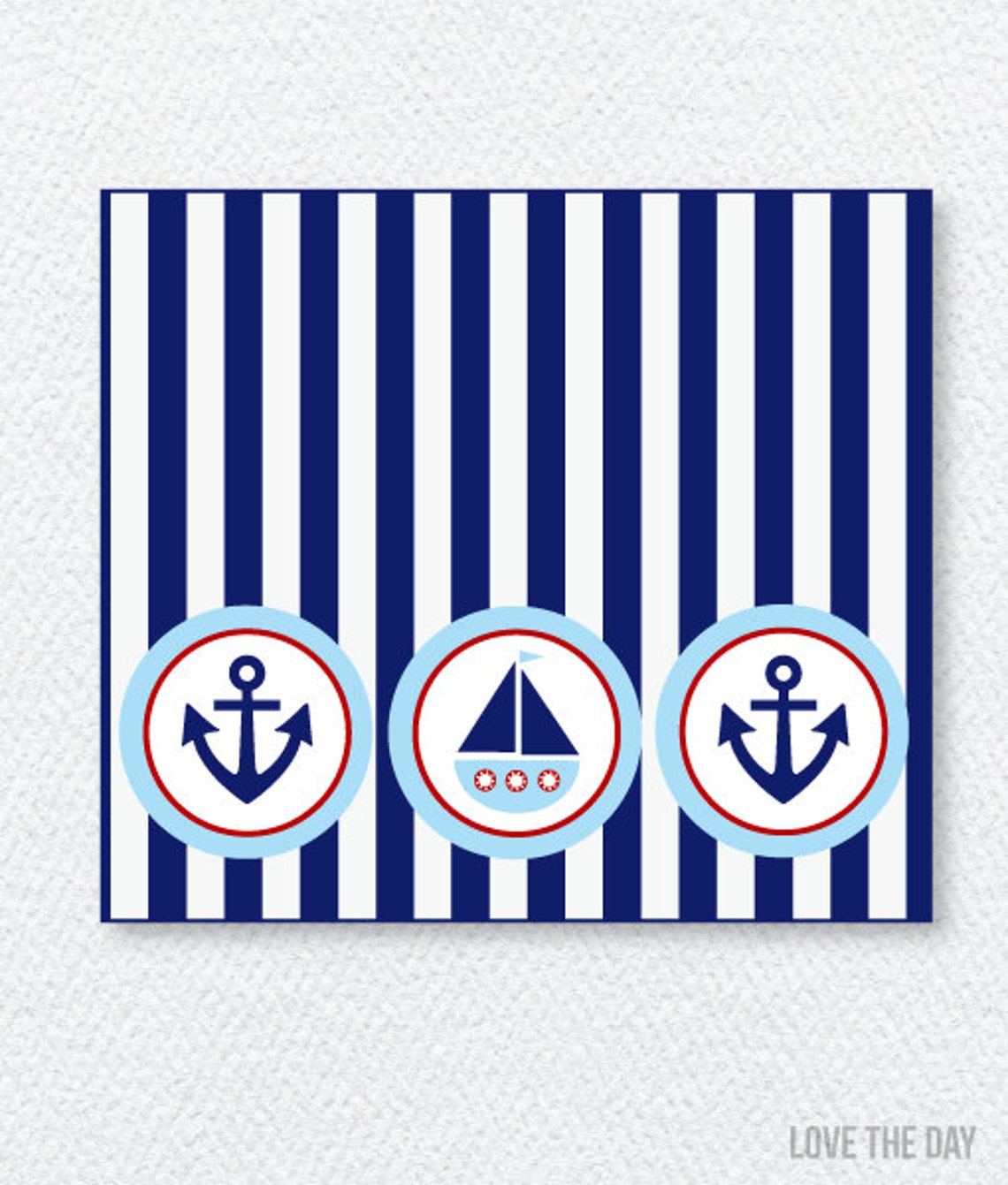 Preppy Nautical Baby Shower PRINTABLES Fold Over Tag by Love | Etsy