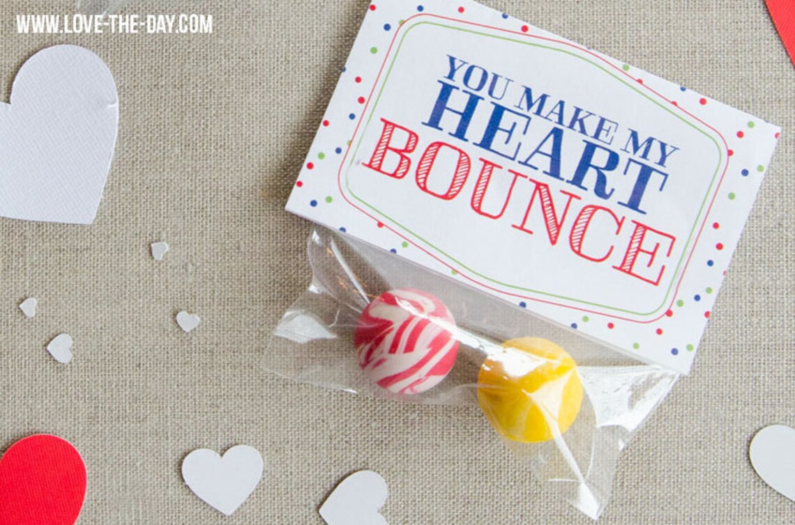 You Make My Heart Bounce DIY Valentine Printable INSTANT - Etsy