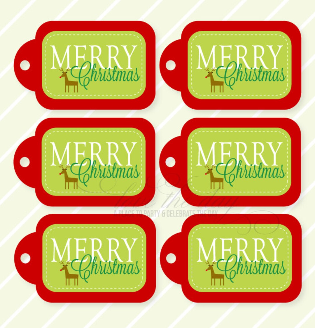 Merry Christmas PRINTABLE Gift Tags by Love the Day - Etsy