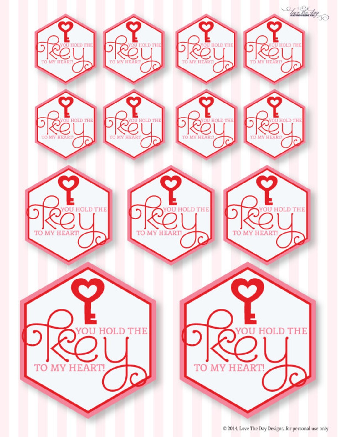 Valentine PRINTABLE 'you Hold the Key to My Heart' Tag by Love the Day ...