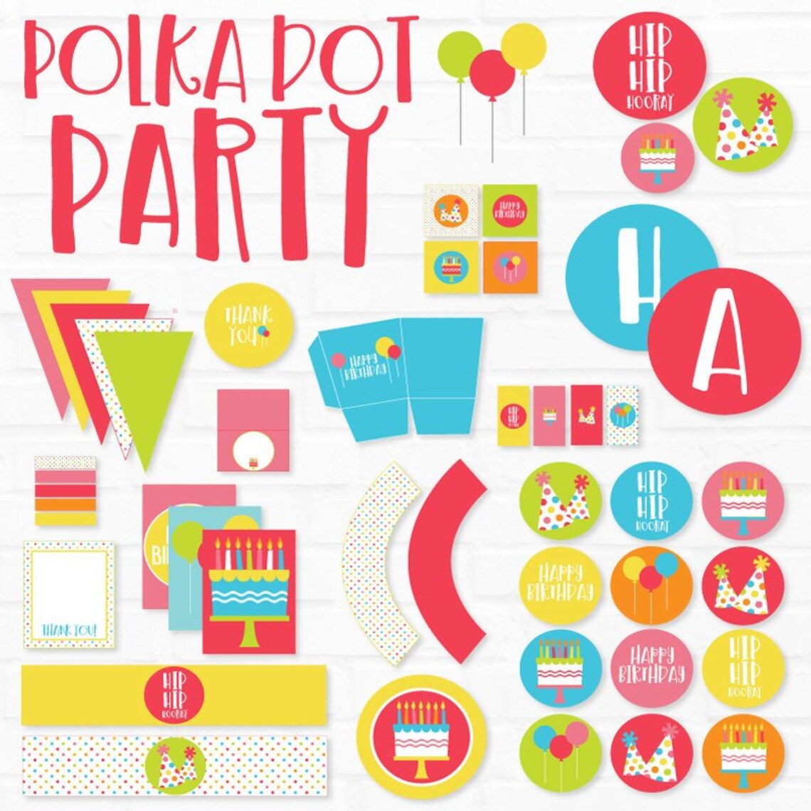 Polka Dot Birthday PARTY Printables by Love the Day - Etsy