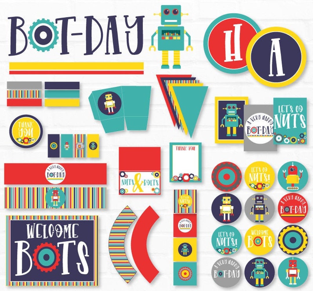 Robot Birthday PRINTABLE Party Kit (instant Download) by Lindi Haws of ...