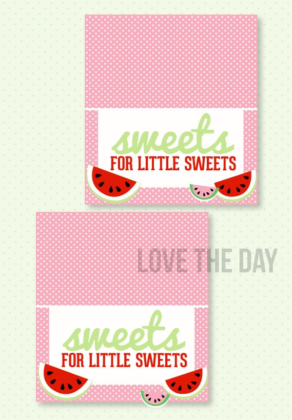 Red Watermelon Party PRINTABLE Fold Over Labels by Love the - Etsy