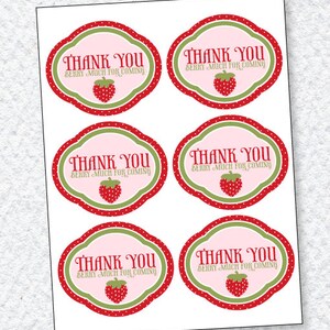 Strawberry Party PRINTABLES: Favor Tags (INSTANT DOWNLOAD) by Love the ...