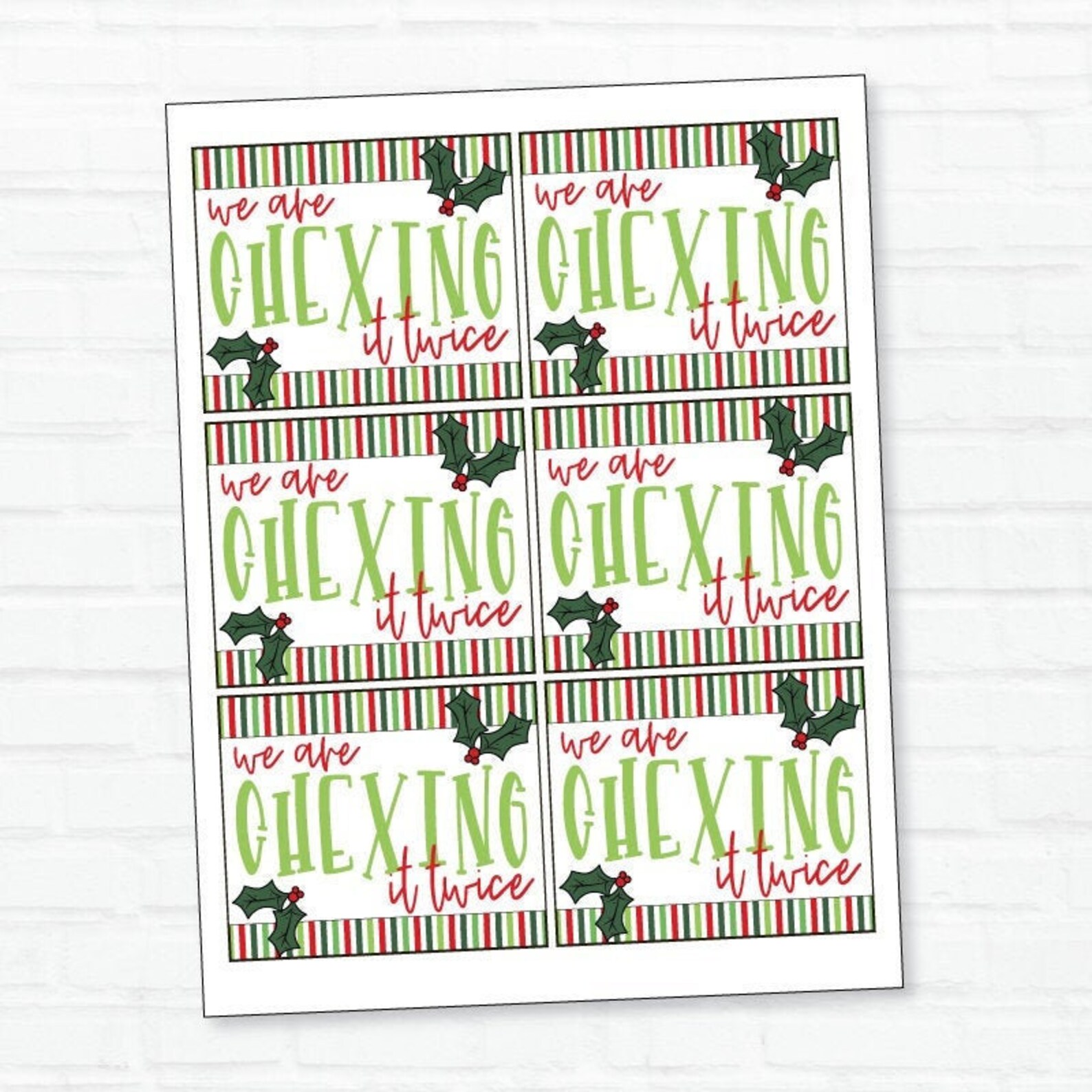 Christmas PRINTABLE 'we Are Chexing It Twice' Neighbor | Etsy