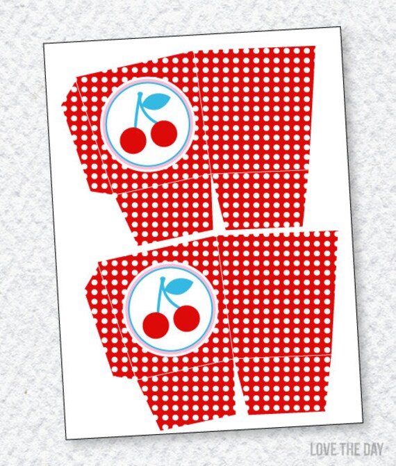 Retro Cherry Party PRINTABLE Popcorn Box (INSTANT DOWNLOAD) by Love The ...