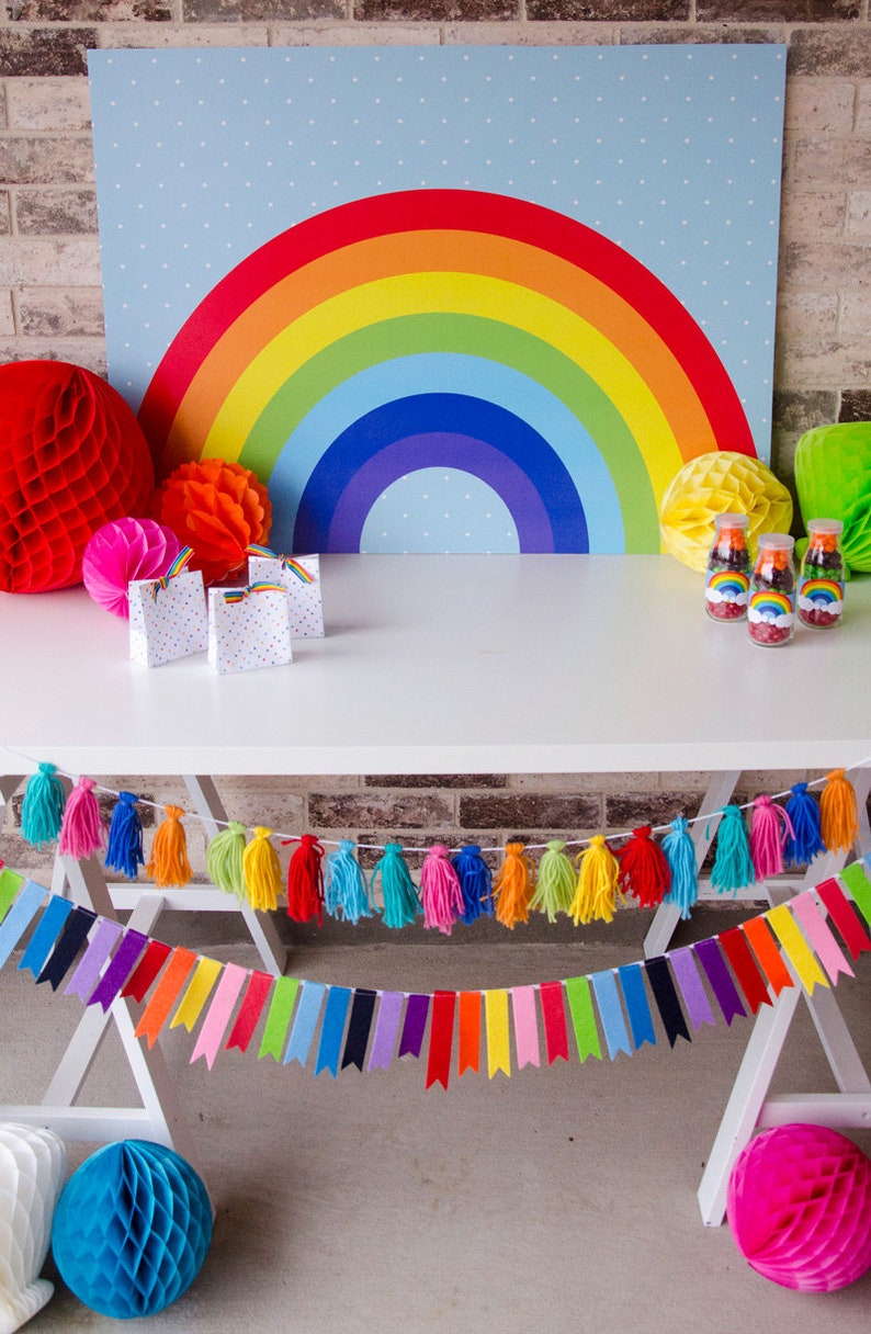 Rainbow Party Backdrop INSTANT DOWNLOAD Printable by Lindi | Etsy