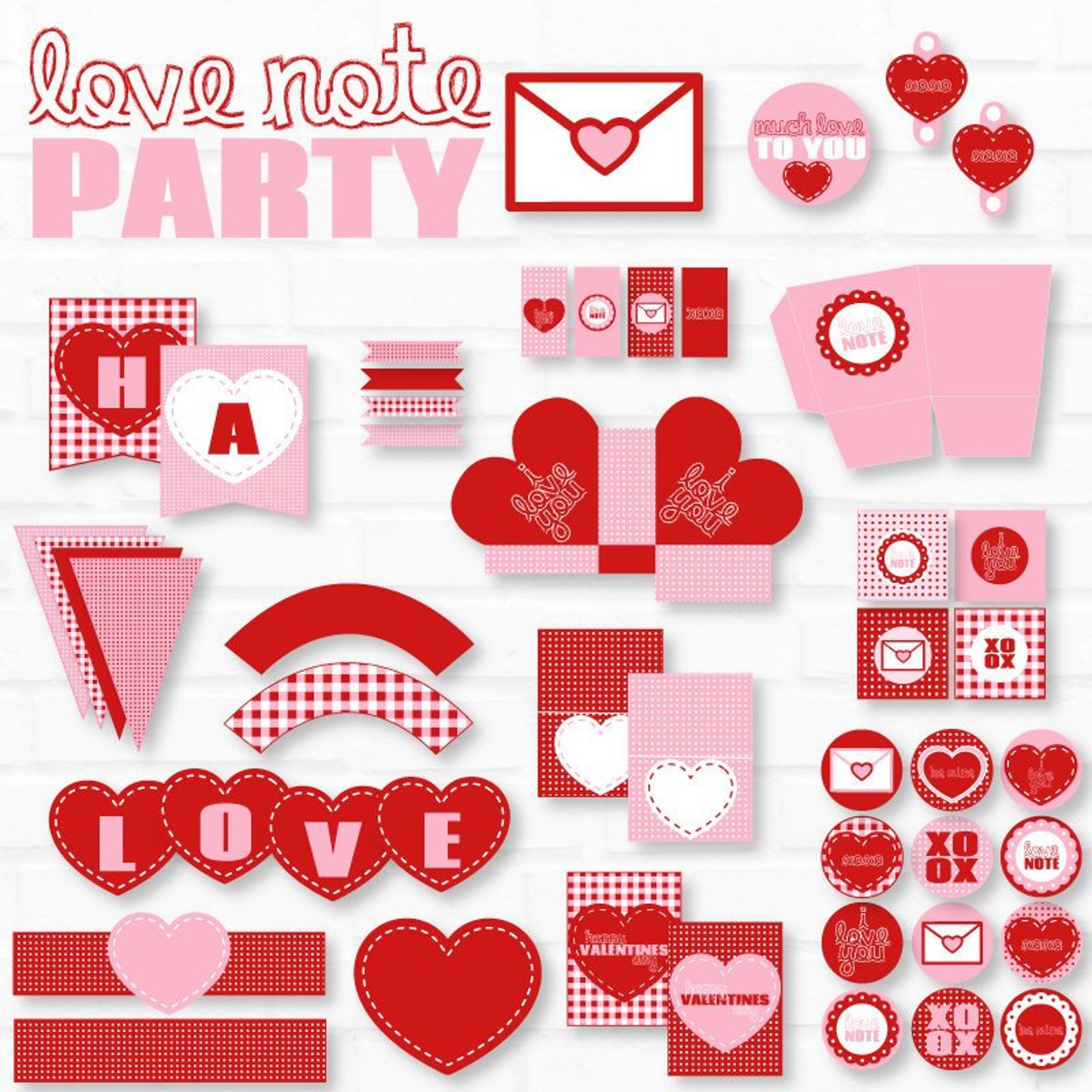Valentine PRINTABLE Party 'A Love Note' Valentine by - Etsy