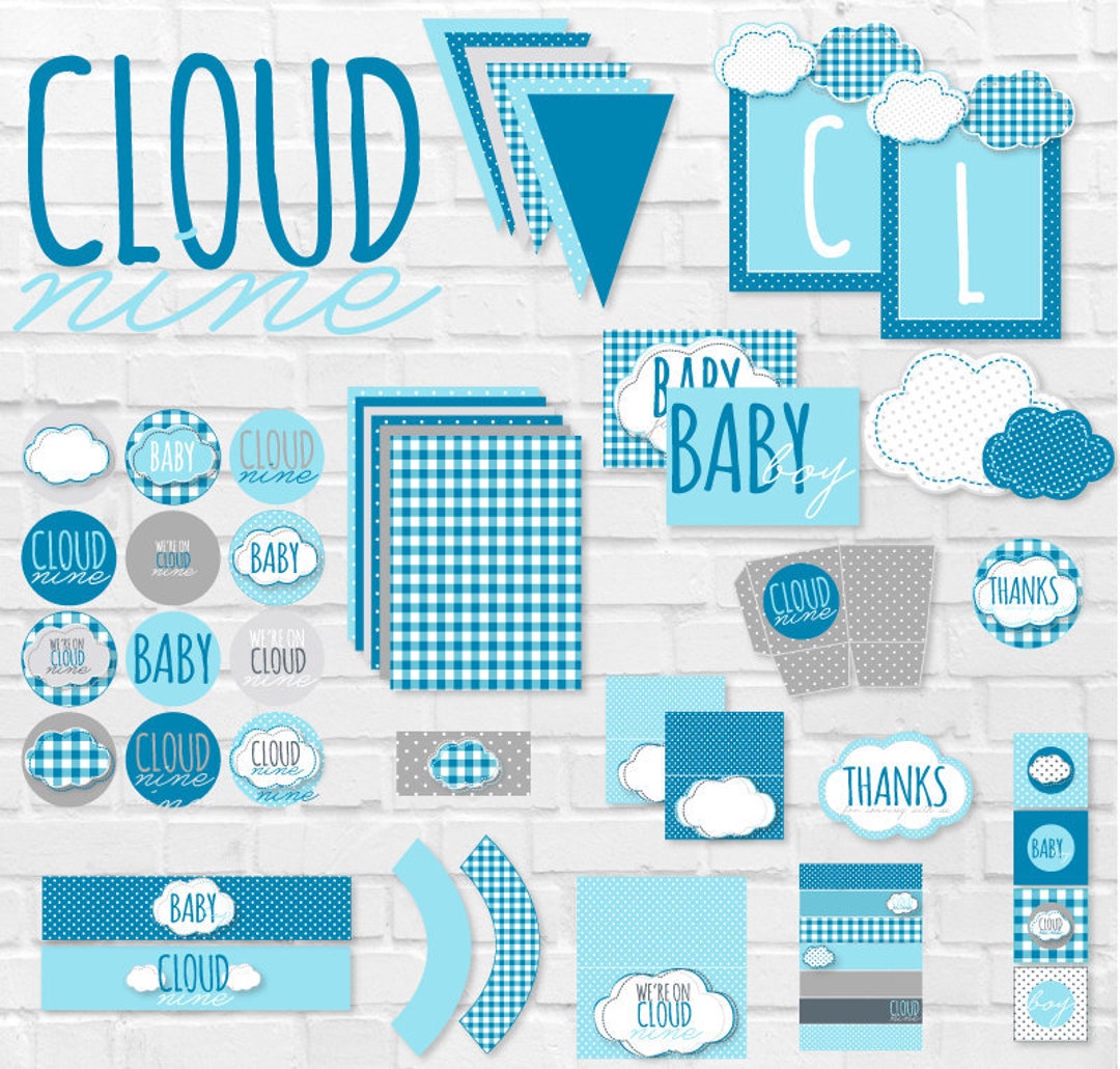 Cloud Nine Boy Baby Shower PRINTABLE Full Collection by Love the Day - Etsy