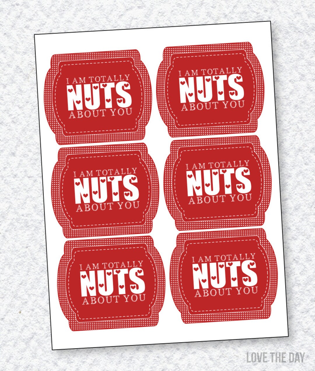 Valentine PRINTABLE 'i'm Totally Nuts About You' DIY Valentine Tag by ...