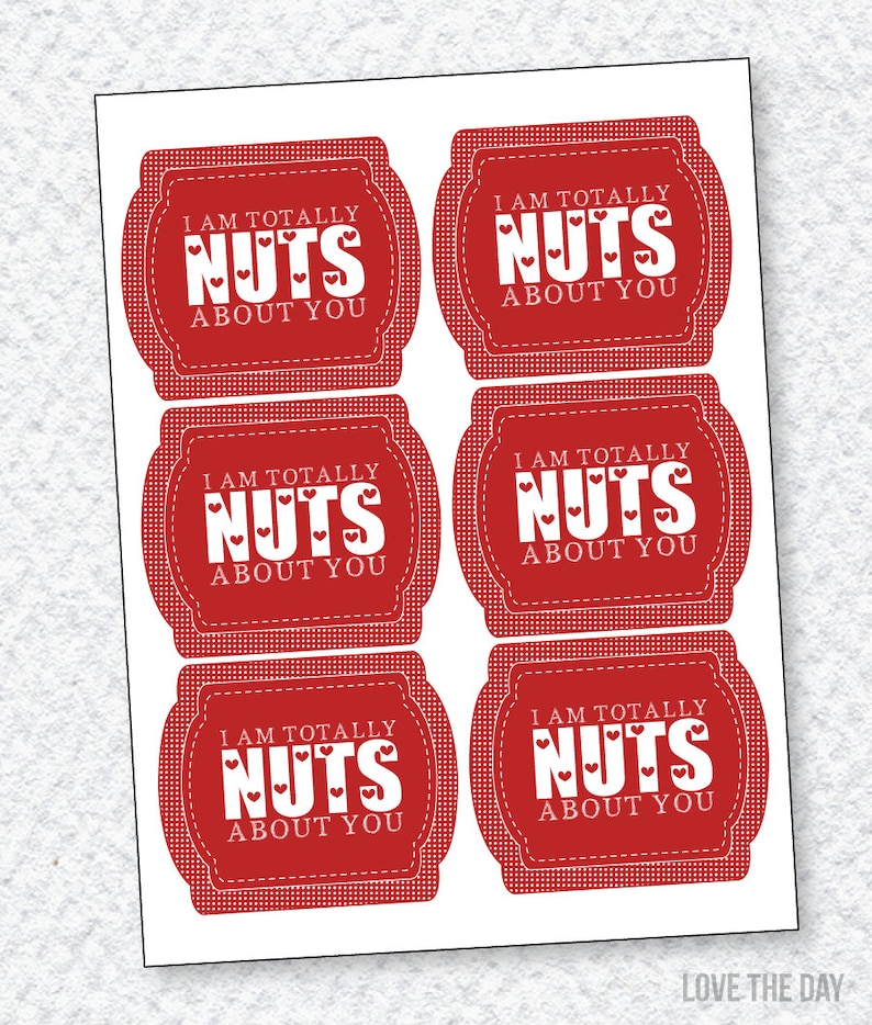 Valentine PRINTABLE 'i'm Totally Nuts About You' DIY Valentine Tag by ...