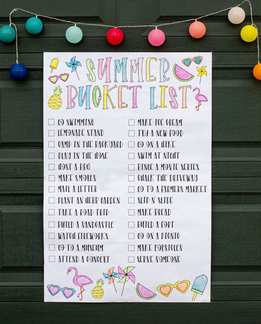 Summer Bucket List PRINTABLE Poster by Lindi Haws of Love the Day - Etsy